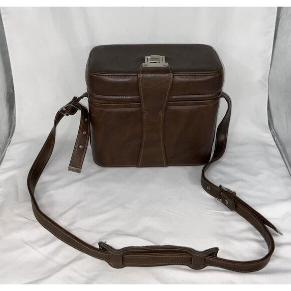 Diamond Supply Co. | Bags | Vintage Camera Bag Brown Leather Hard Case ...